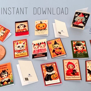 Miniature Halloween Greeting Cards - Spooky Autumn Notecards - 1/12 and ...