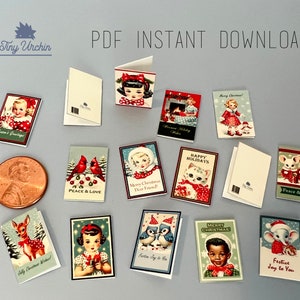 Miniature Christmas Cards - Vintage Style Greeting Cards - 1/12 and 1/6 ...