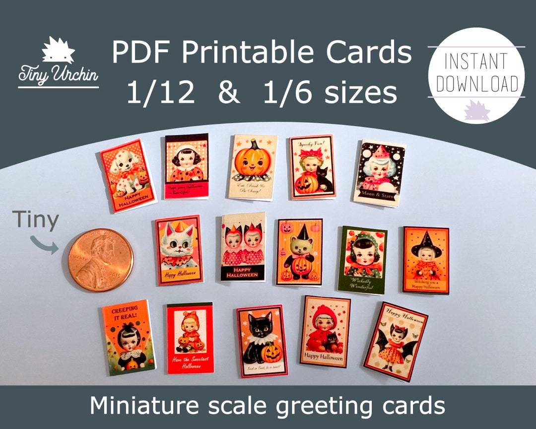 Miniature Halloween Greeting Cards - Spooky Autumn Notecards - 1/12 and ...