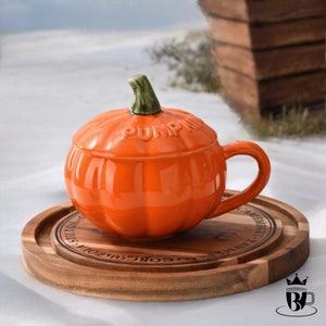 Cute Pumpkin Breakfast Cup With Lid, Unique Ceramic Mug for Pumpkin ...