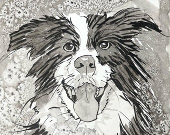 Custom Portrait Stylized Ink Wash Illustration - Etsy