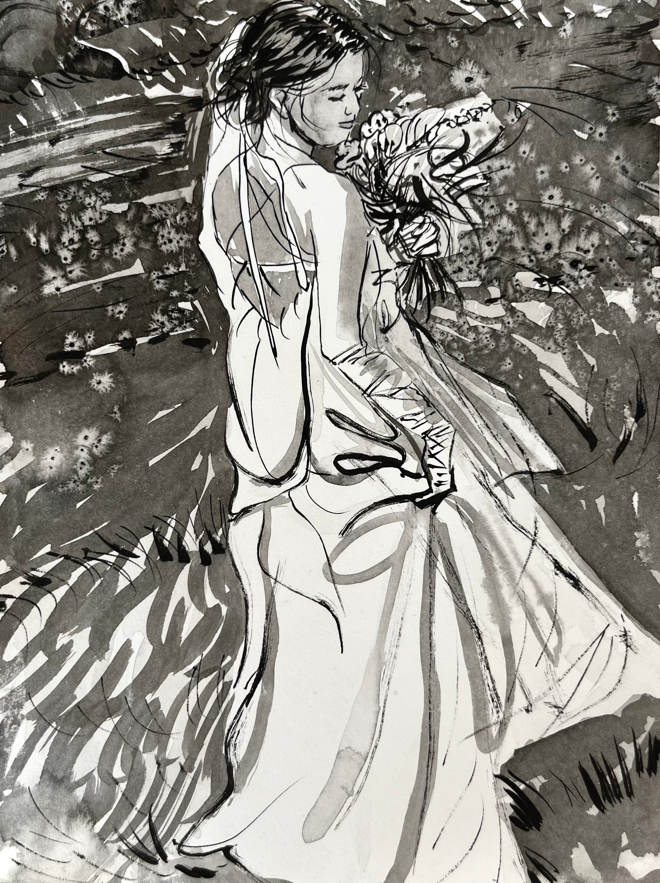 Custom Portrait Stylized Ink Wash Illustration - Etsy