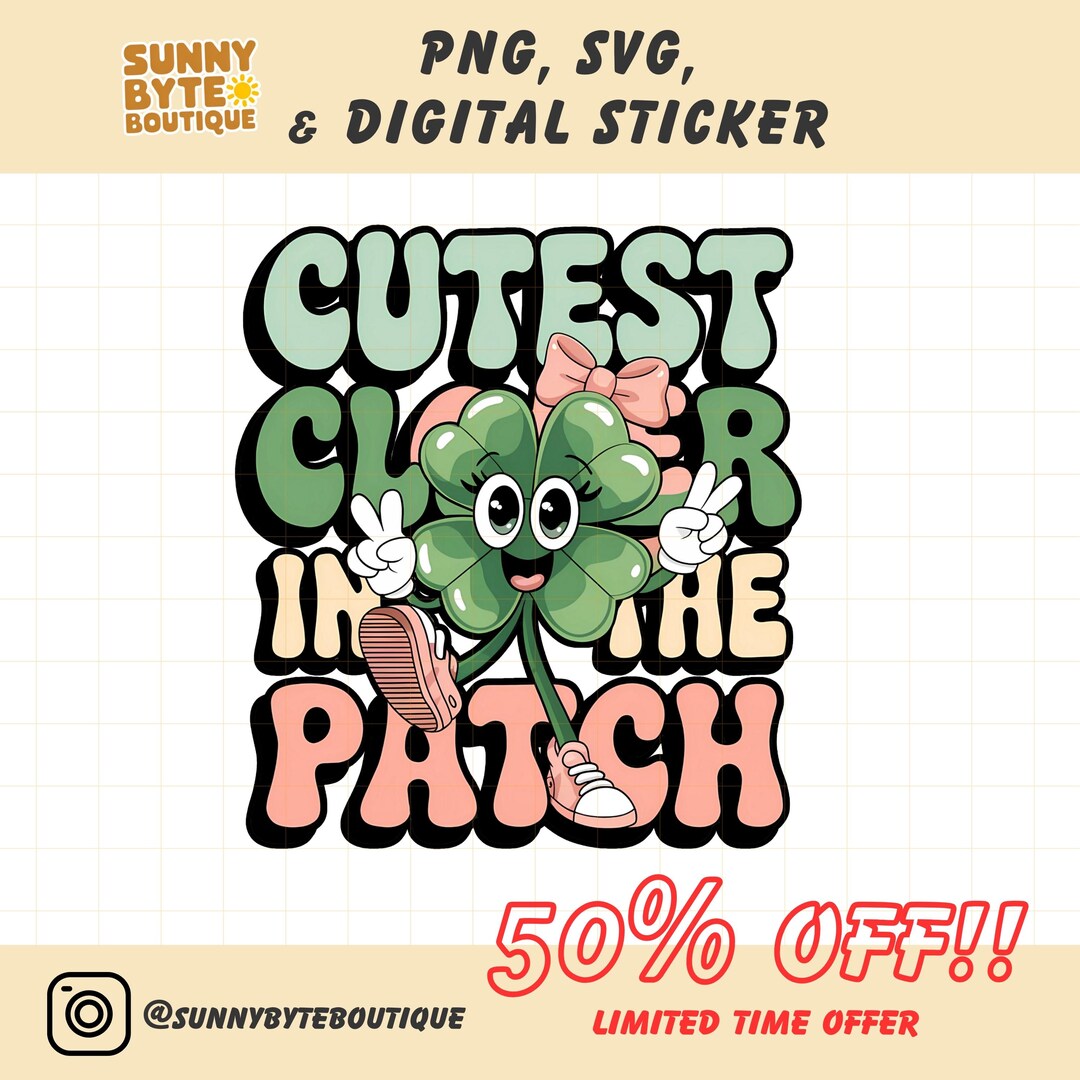 Cute Clover, Kawaii St Patricks Day, Clover Sticker, Lucky Shamrock PNG ...