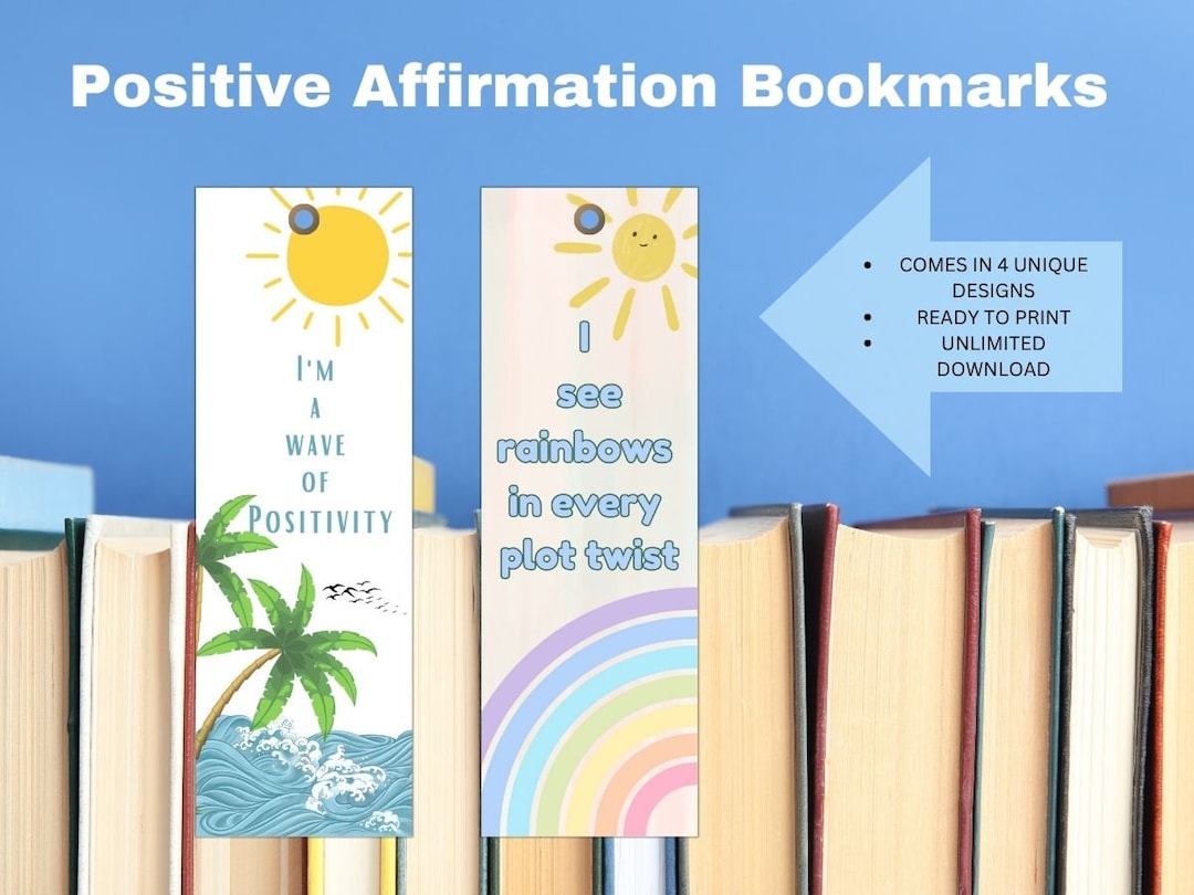 Positive Affirmation Bookmarks Digital Download Inspirational Bookmarks ...