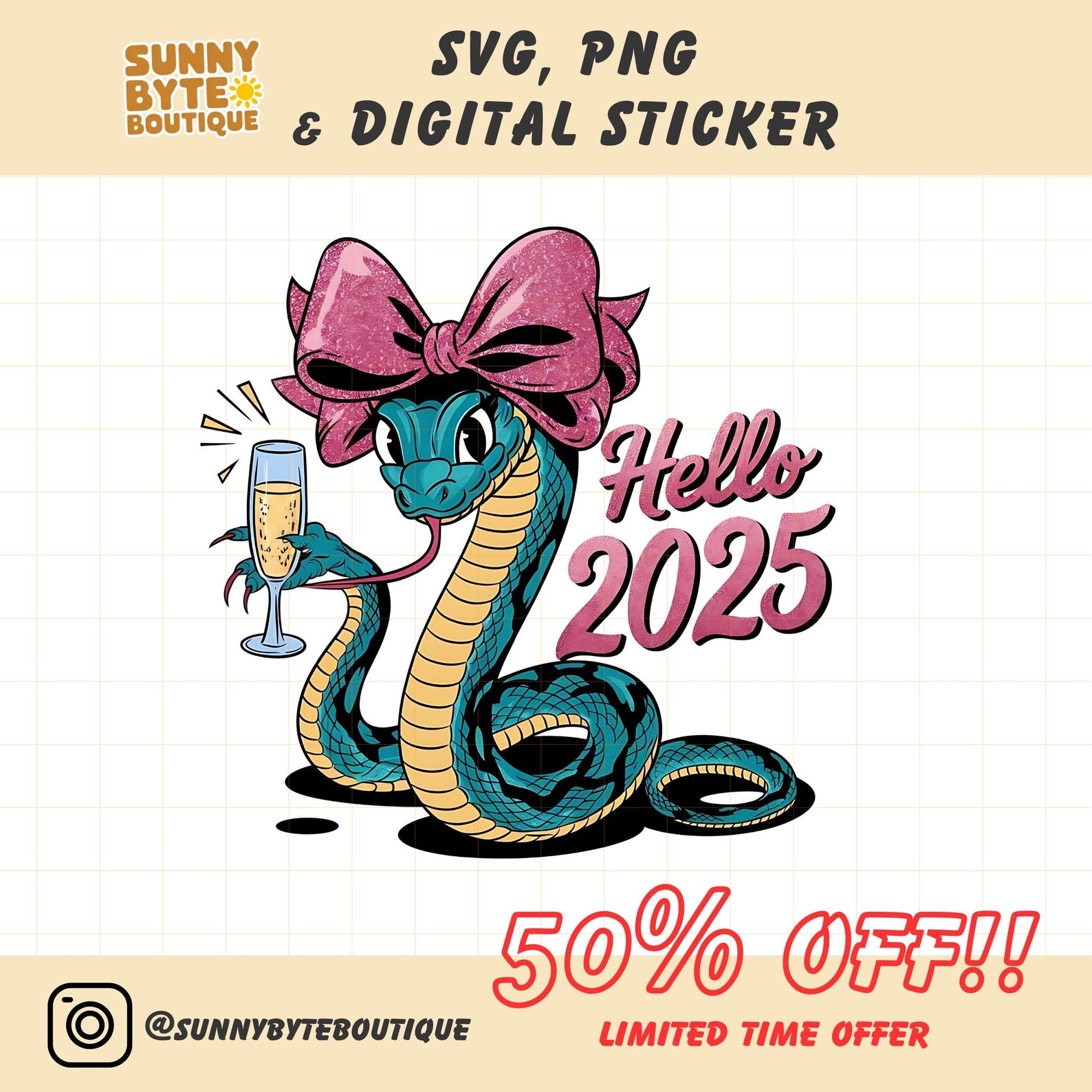 New Year Clipart, Cute Snake, Pink Coquette Bow Png, New Year 2025 ...