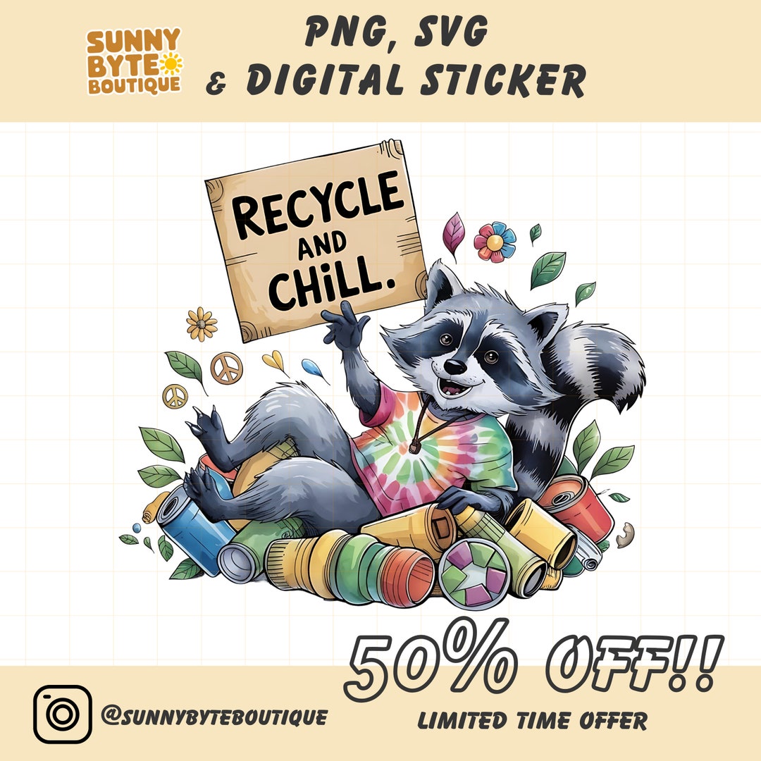 Recycling Art, Cute Animal Clipart, Raccoon PNG, Raccoon SVG, Animal ...
