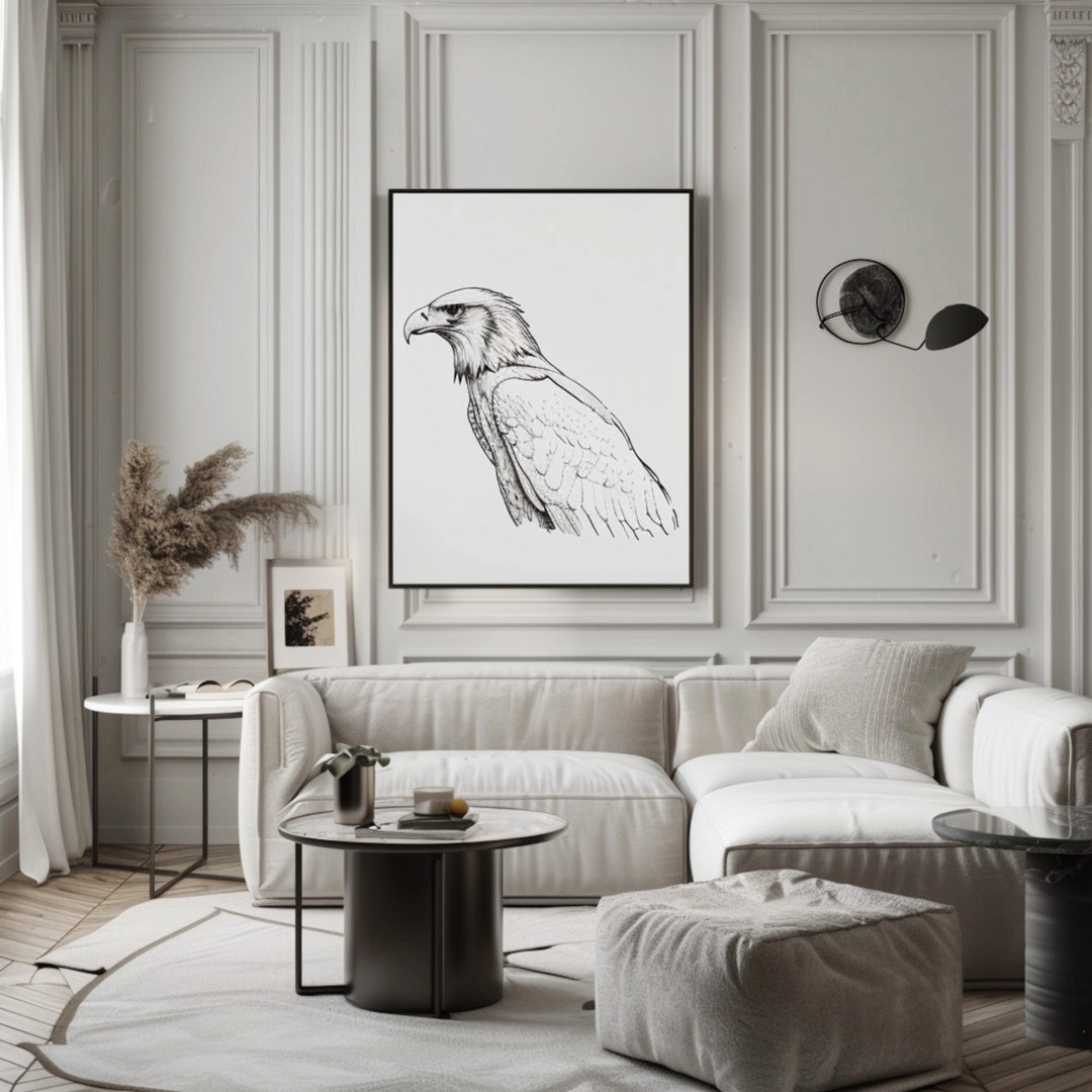 Soaring Eagle Freedom Line Art Printminimalist Eagle Wall Decormajestic ...