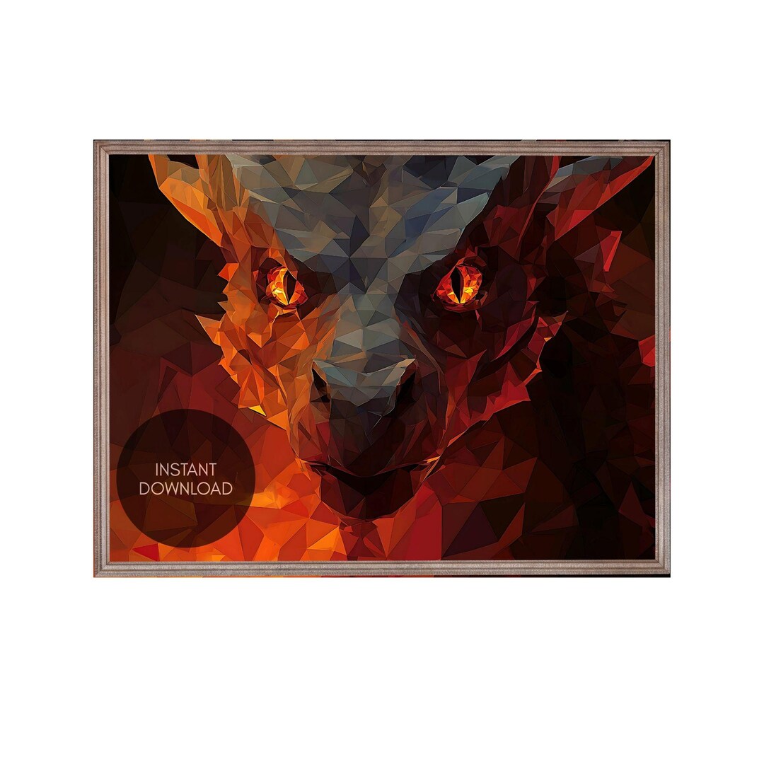 Low Poly Red Dragon Wall Art - Instant Download | Ember Sovereign ...