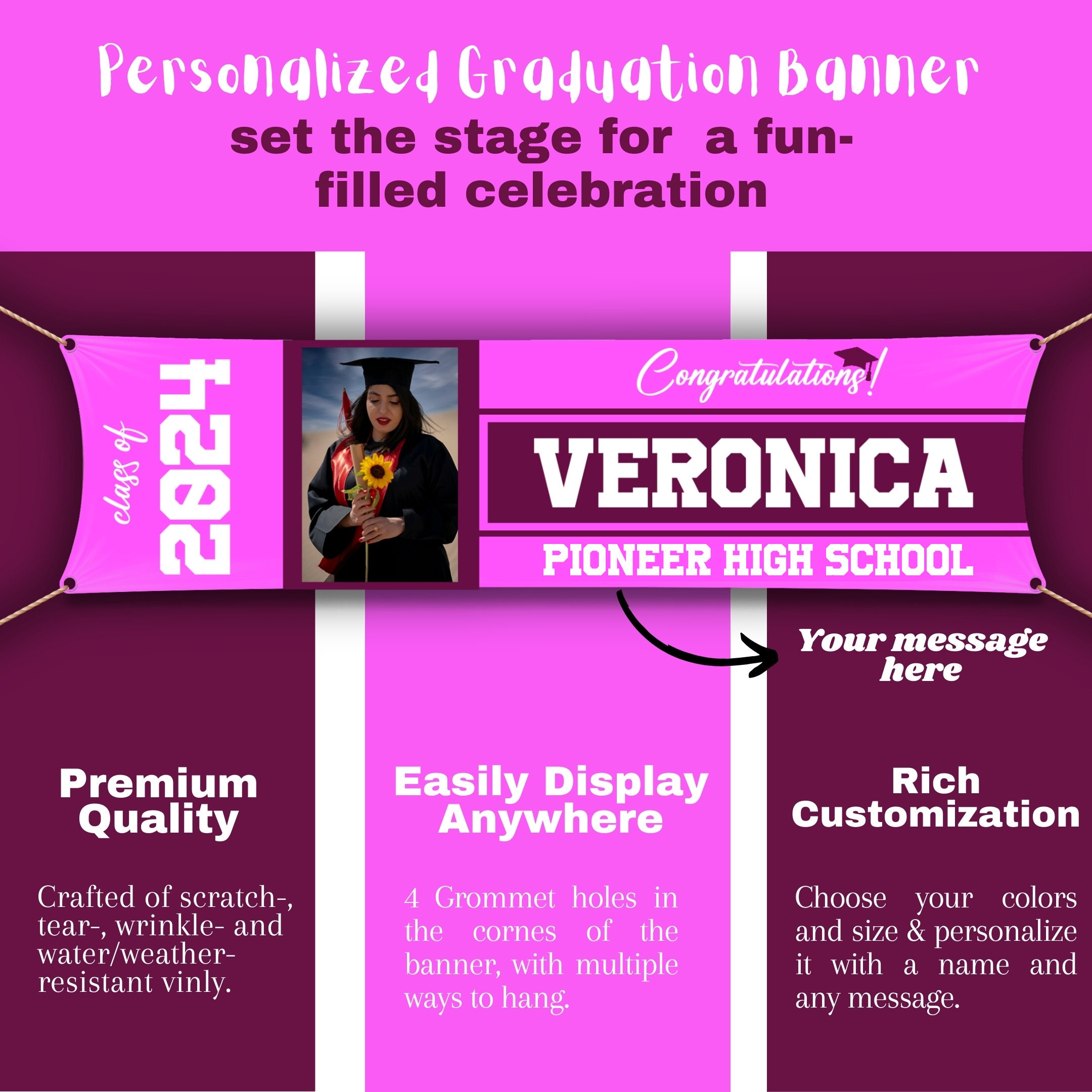 Custom Graduation Banner, Graduation Announcement, Graduation Banner W ...