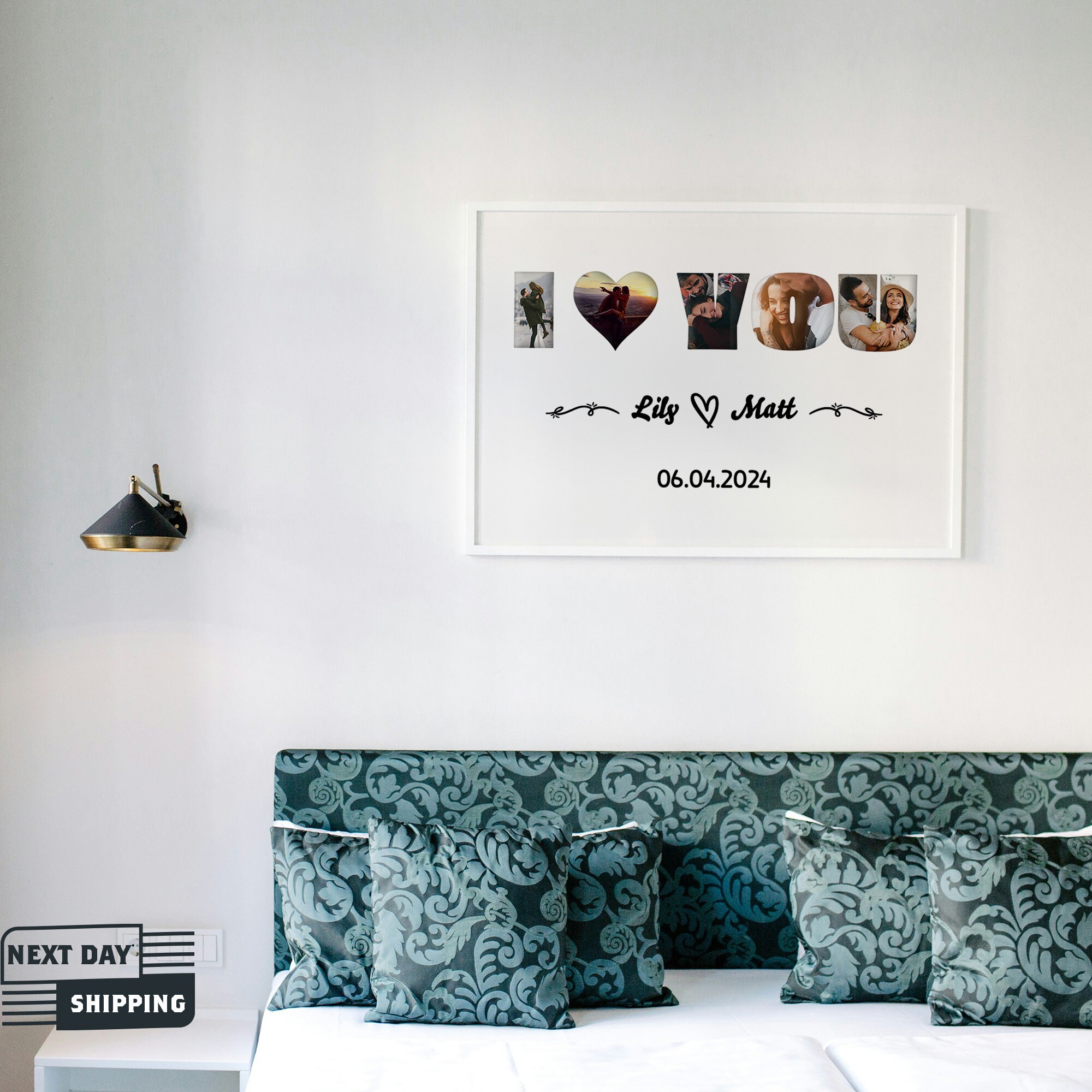 Custom I Love You Collage, Couple Photo Collage, Heart Photo Collage ...