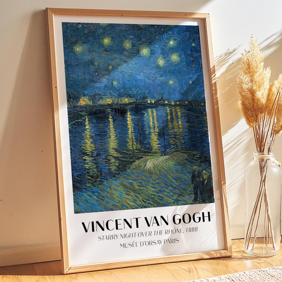 Vincent Van Gogh Poster, Starry Night Over the Rhone 1888, Vintage ...