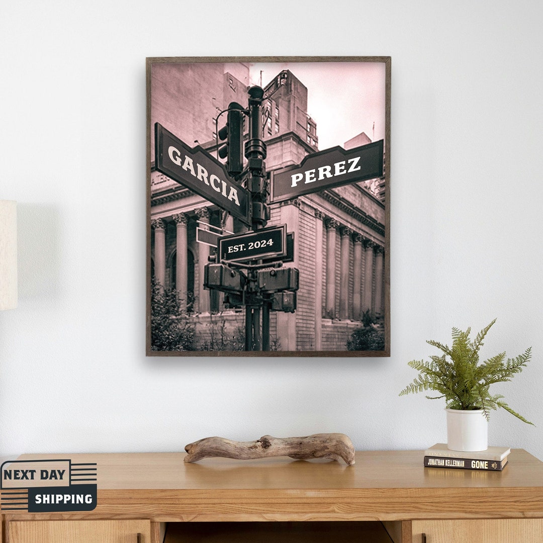 Street Sign Couple Gift for Engagement, Street Sign With Custom Names ...