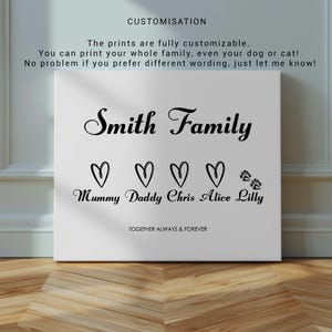 Together Always and Forever Family Print, Family Members Print Poster ...