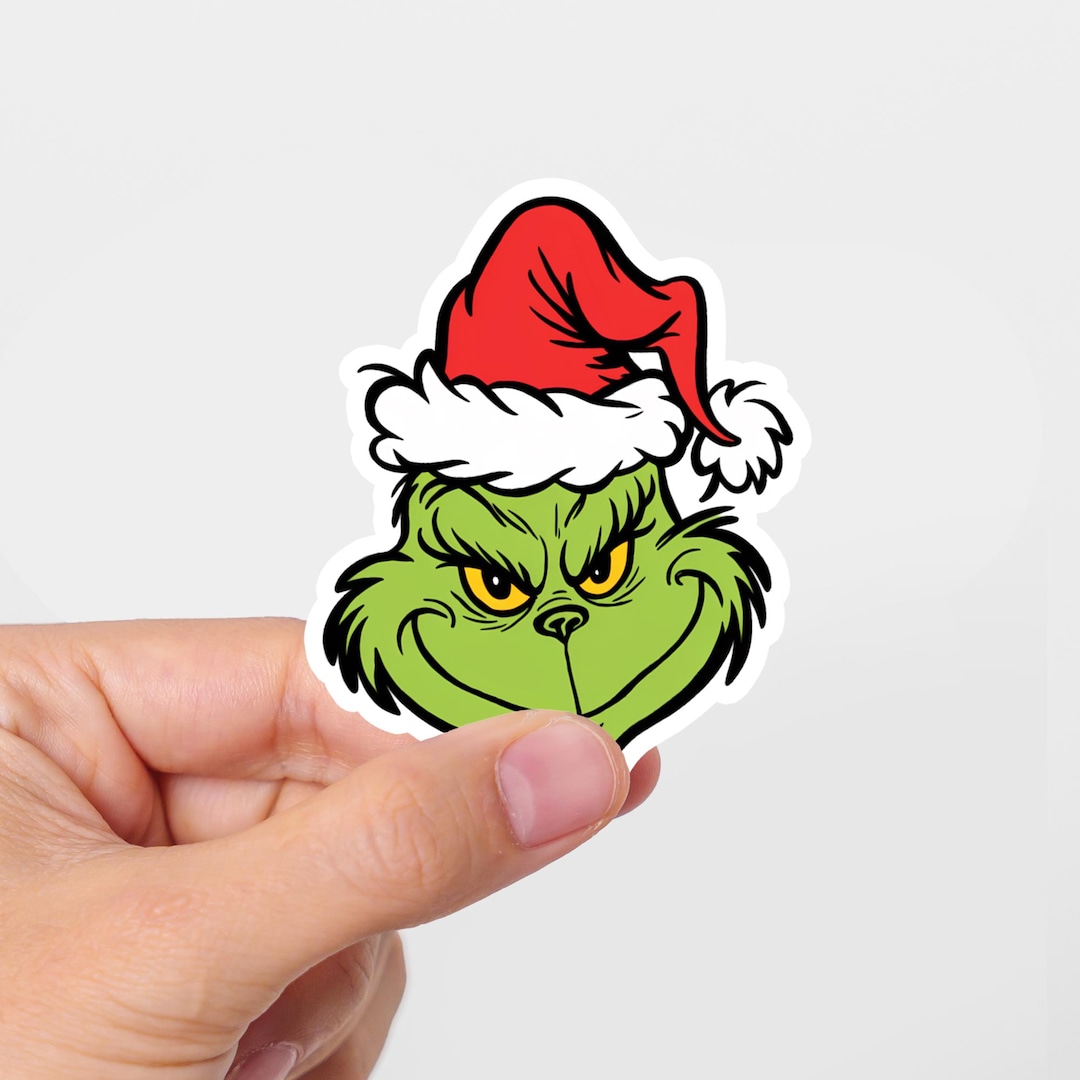 Grinch Sticker, Grinch Face, Christmas Grinch, Vinyl Sticker, Christmas ...