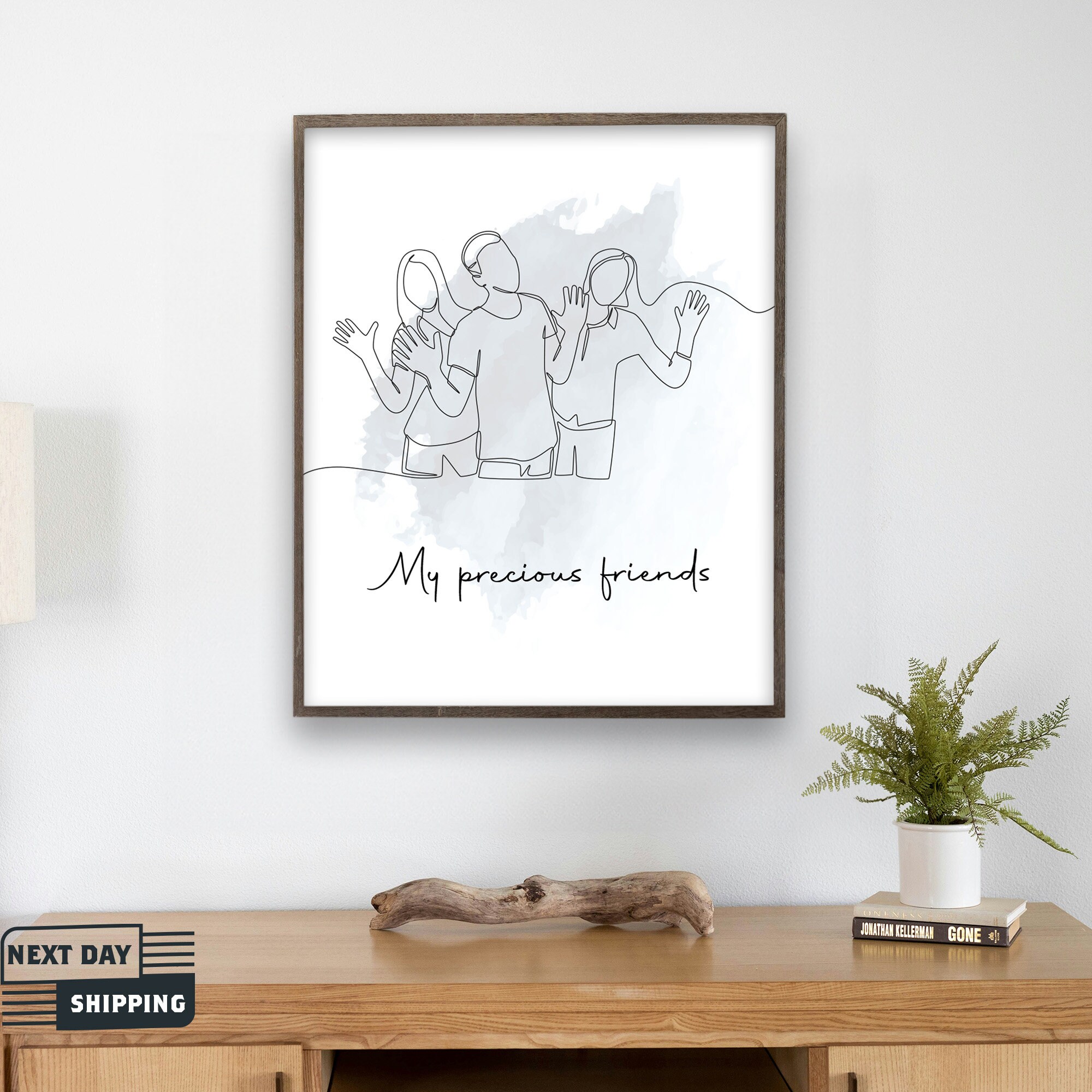 One Line Drawing Photo Frame, Personalized Family Gift, Custom Family ...