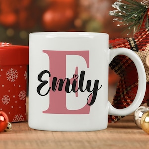 Personalized Letter Mug, Initial Mug, Christmas Gift, Name Mug, Holiday ...