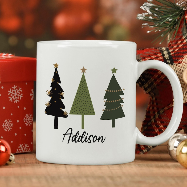 Customized Christmas Tree Mug, Christmas Mug, Holiday Mug, Custom Mug ...