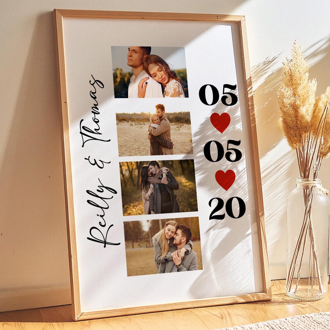 Personalized Couple Photo Wall Art, Couple Photo Print, Anniversary ...