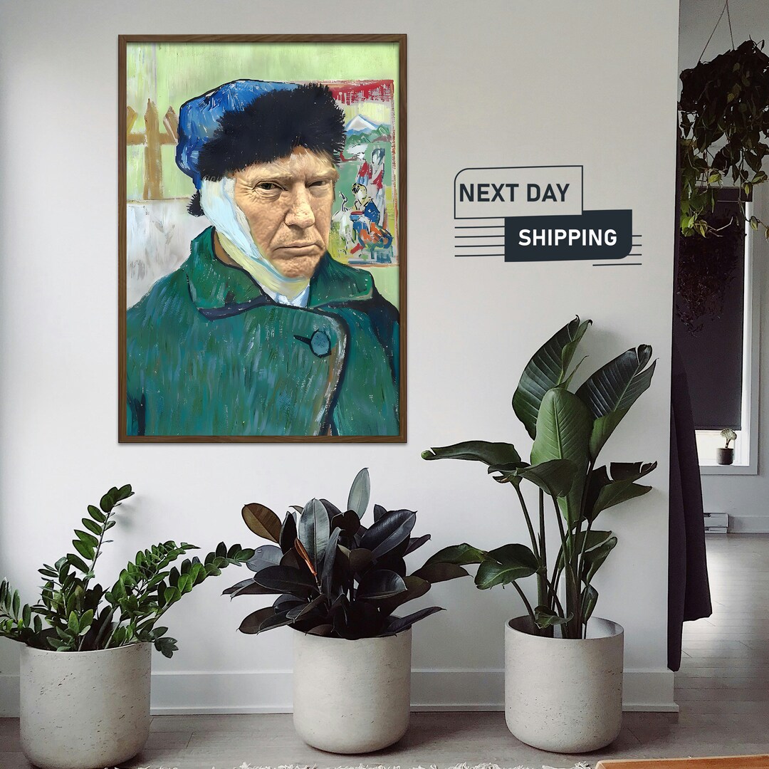 Trump Van Gogh Frame, Patriotic Wall Decor, Living Room Decor, Trump ...