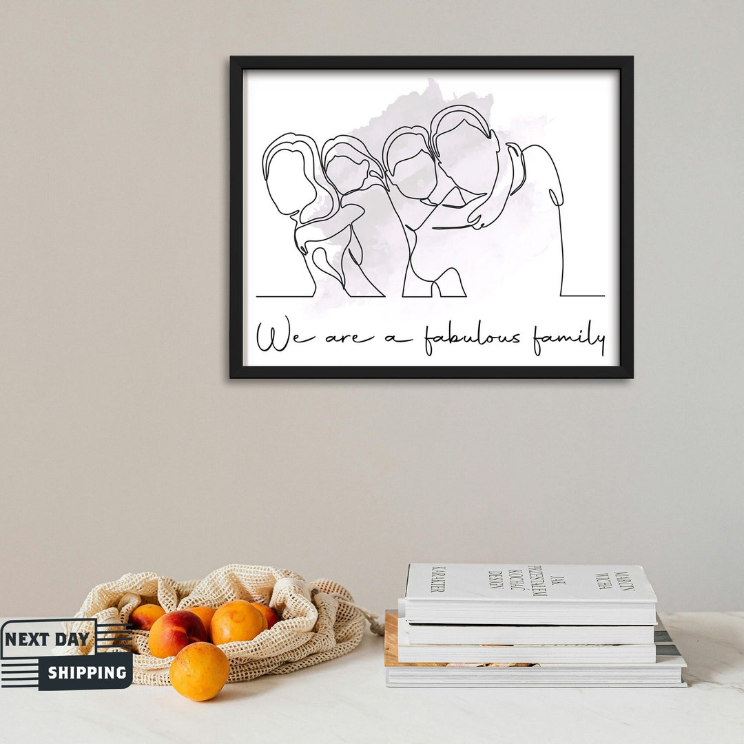 One Line Drawing Photo Frame, Personalized Family Gift, Custom Family ...