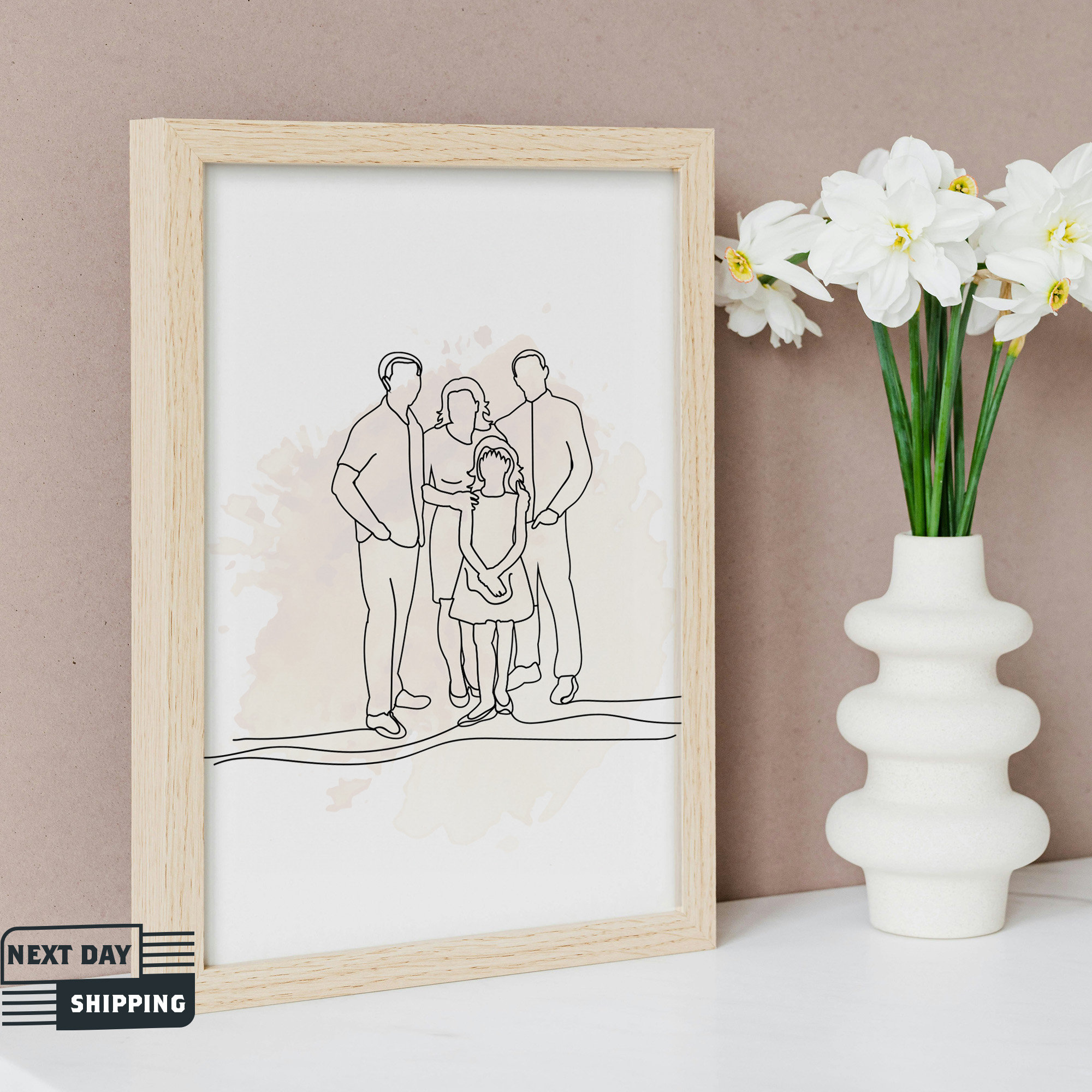 One Line Drawing Photo Frame, Personalized Family Gift, Custom Family ...