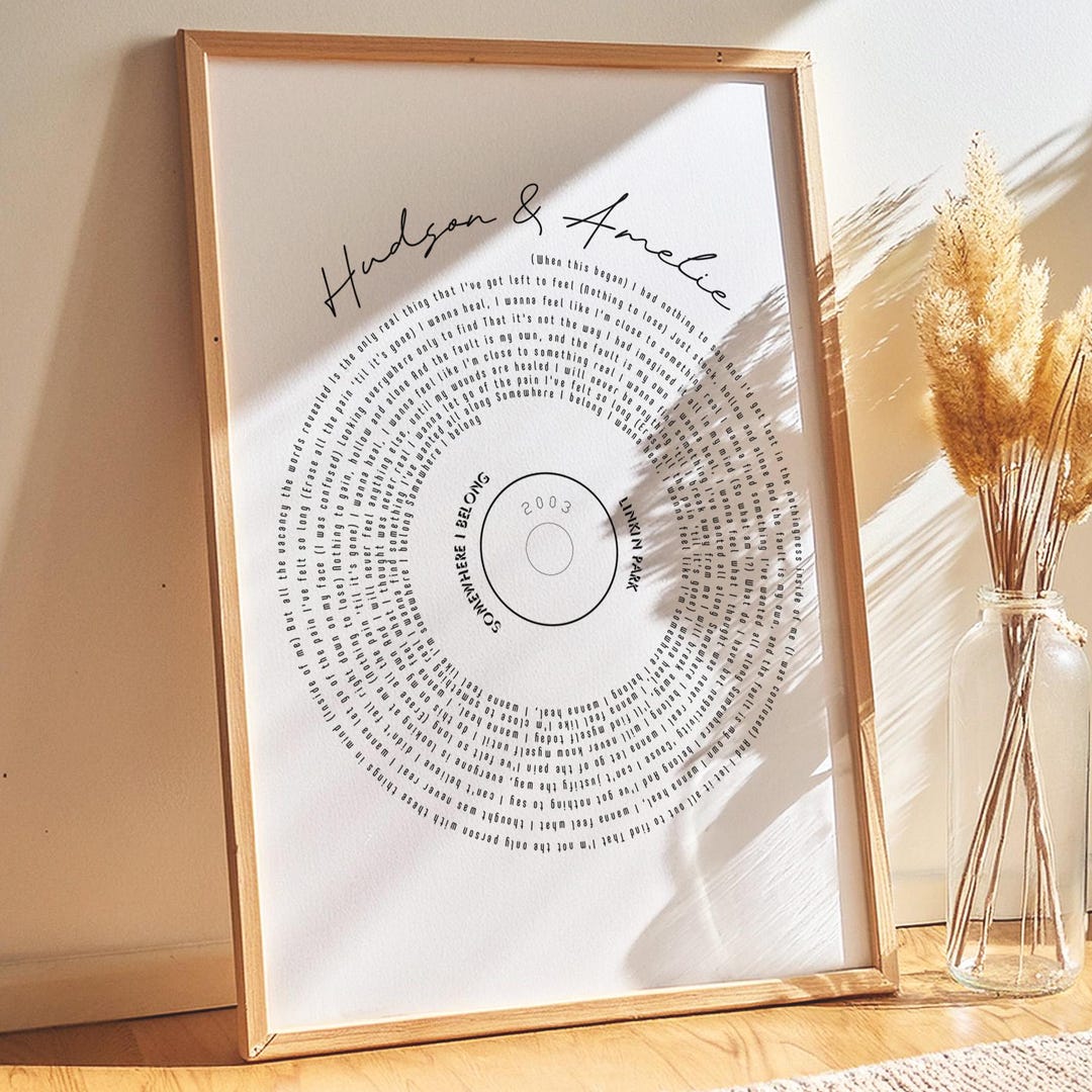 Personalized Song Lyric Print, Personalized Song, Framed Prints, Couple ...