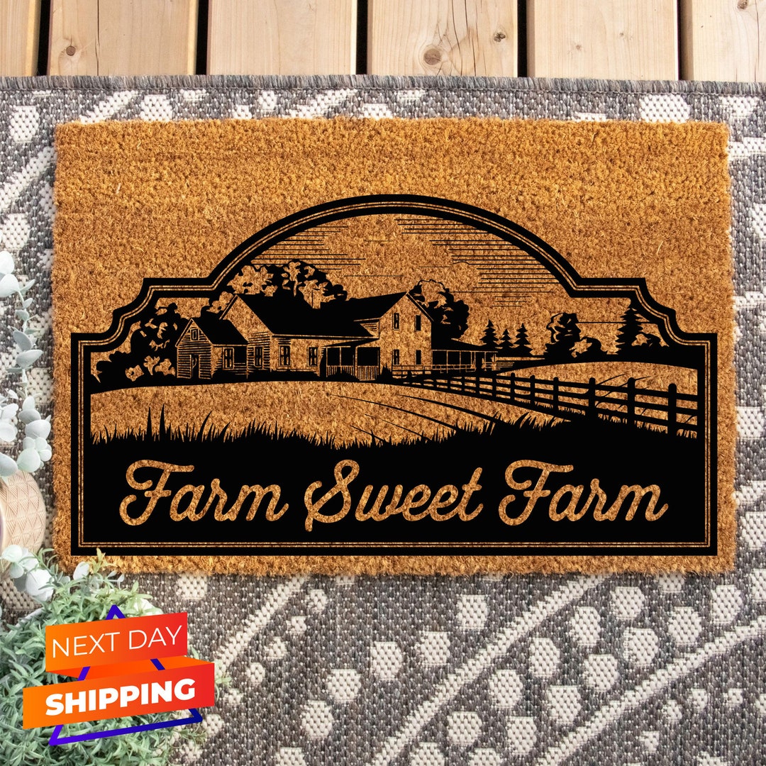 Farm Sweet Farm Doormat, Farmhouse Decor, Farmhouse Doormat, Outdoor ...