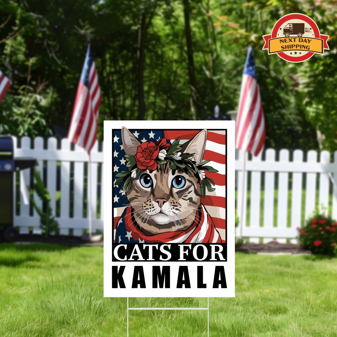 Cats for Kamala Yard Sign, President 2024, President Election, Metal H ...