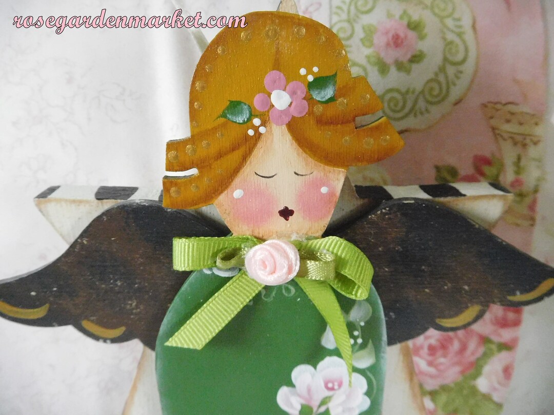 Rose Garden Wood Angel Display, Wall or Hanging Ornament, Hand Created ...