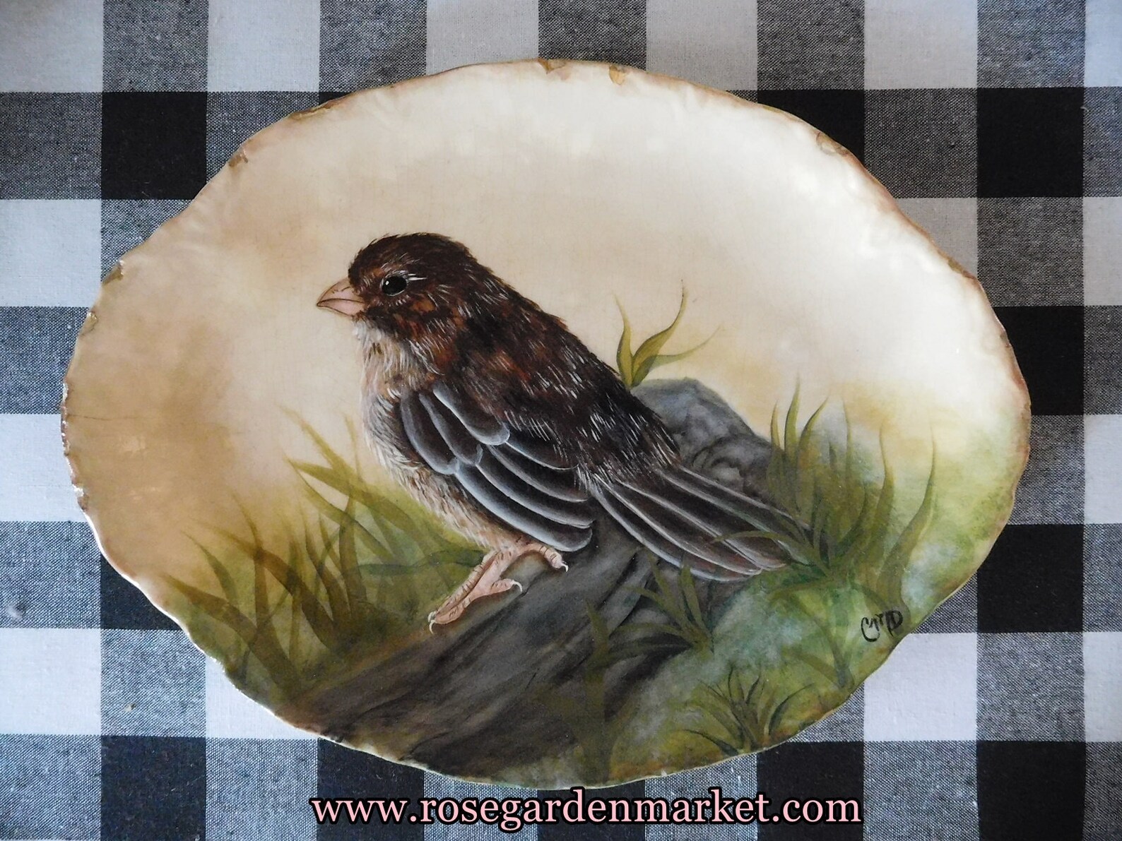 Sweet Sparrow Sitting on a Log Hand Painted on a Vintage | Etsy