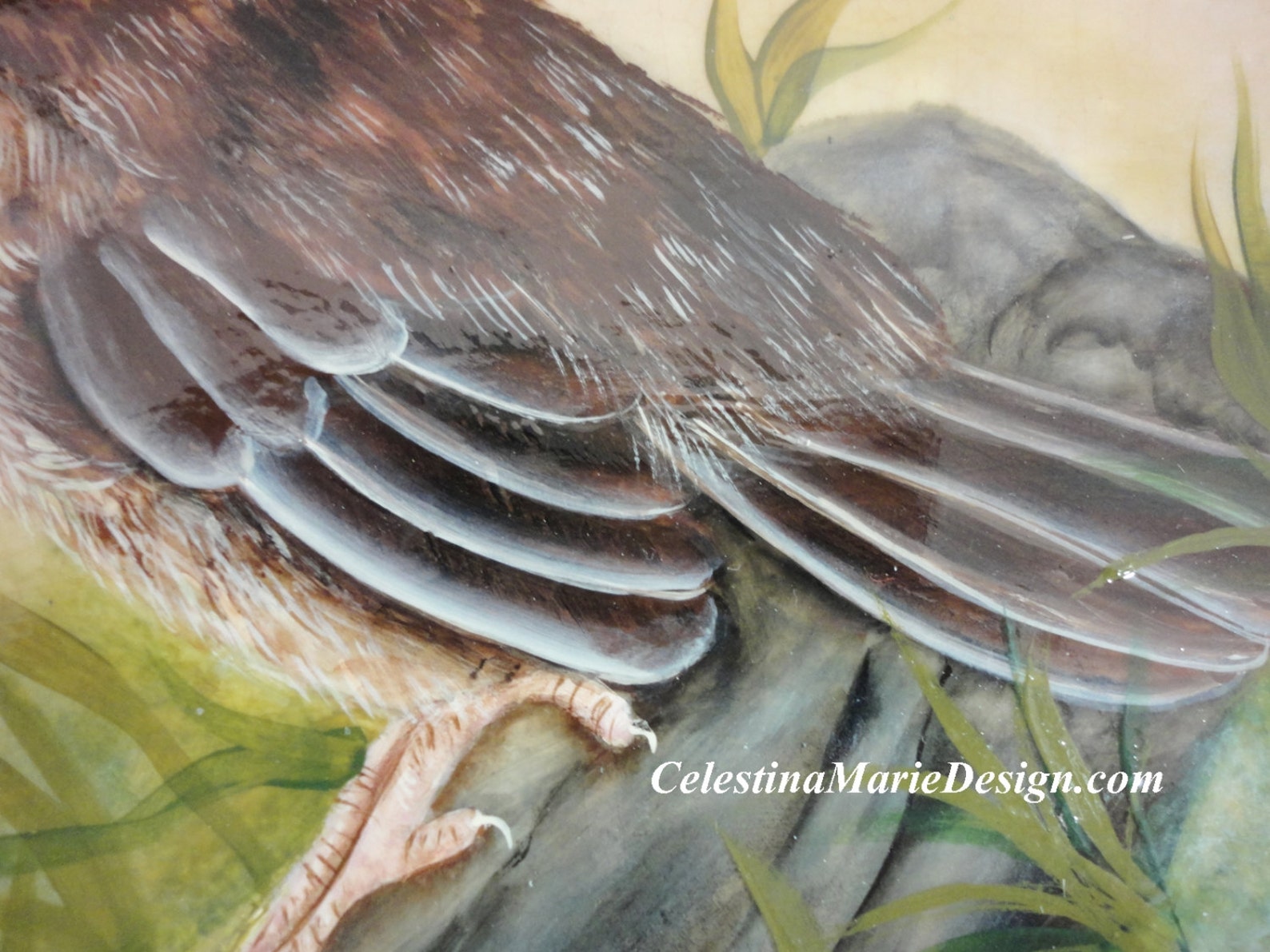 Sweet Sparrow Sitting on a Log Hand Painted on a Vintage | Etsy