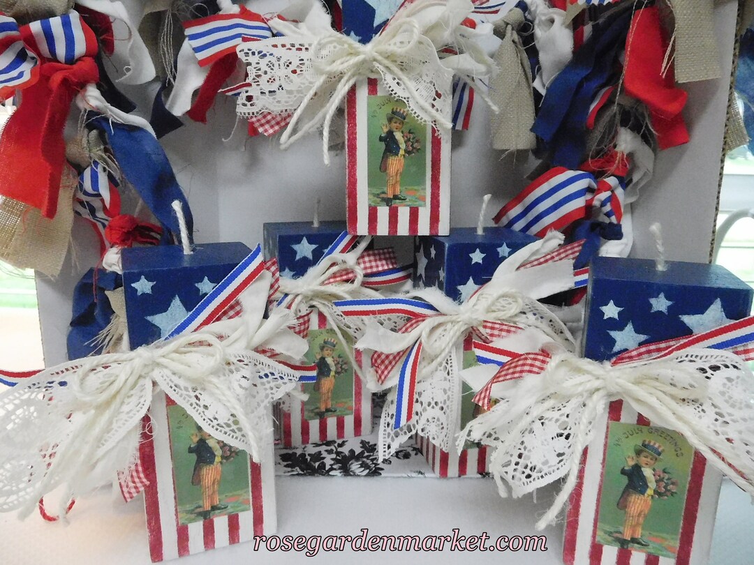 Square Block Firecracker Hand Cut Wood, Hand Painted With Vintage ...