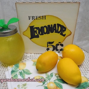 Fresh Lemonade Square Wood Sign, Hand Painted Lemon and Hand Painted ...