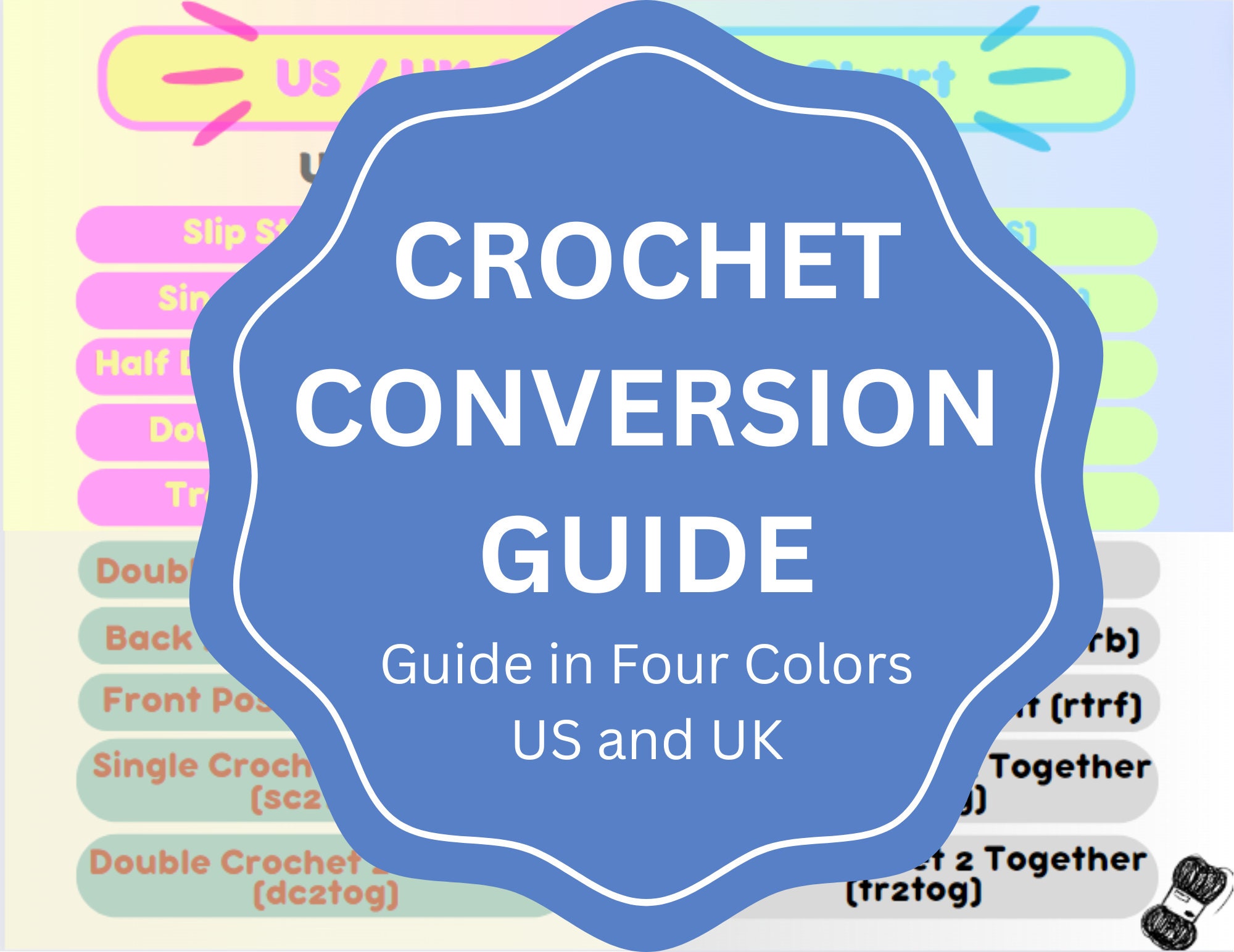 Crochet Conversion Chart, US and UK Crochet Terms Guide, Digital ...