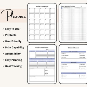Digital Fitness Planner, Printable Fitness Tracker, Workout Log, Body ...