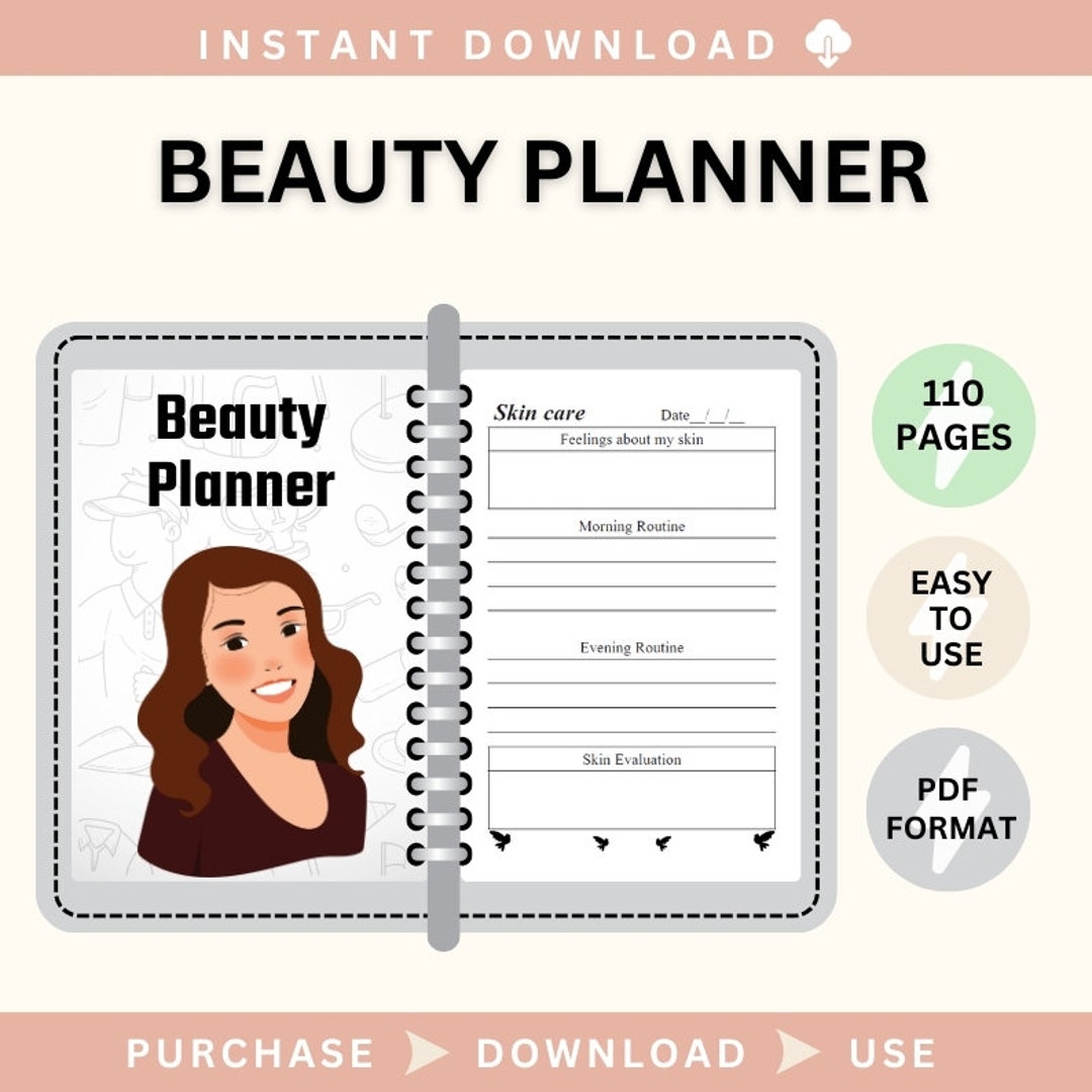 Digital Beauty Planner, Skincare Planner, Self-care Tracker, Skincare ...