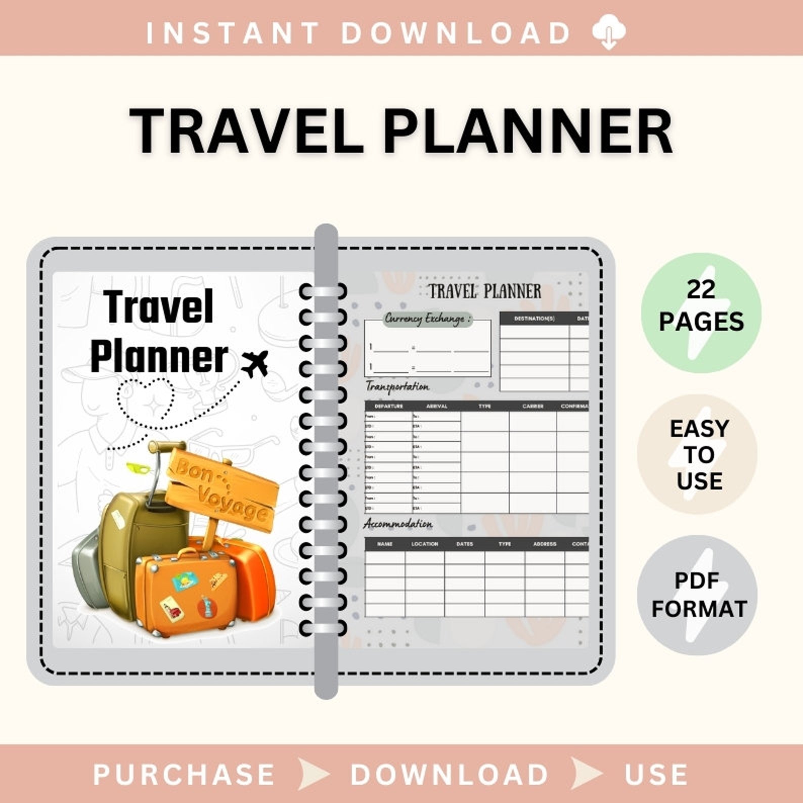 Digital Travel Planner, Travel Budget Planner, Vacation Printable ...