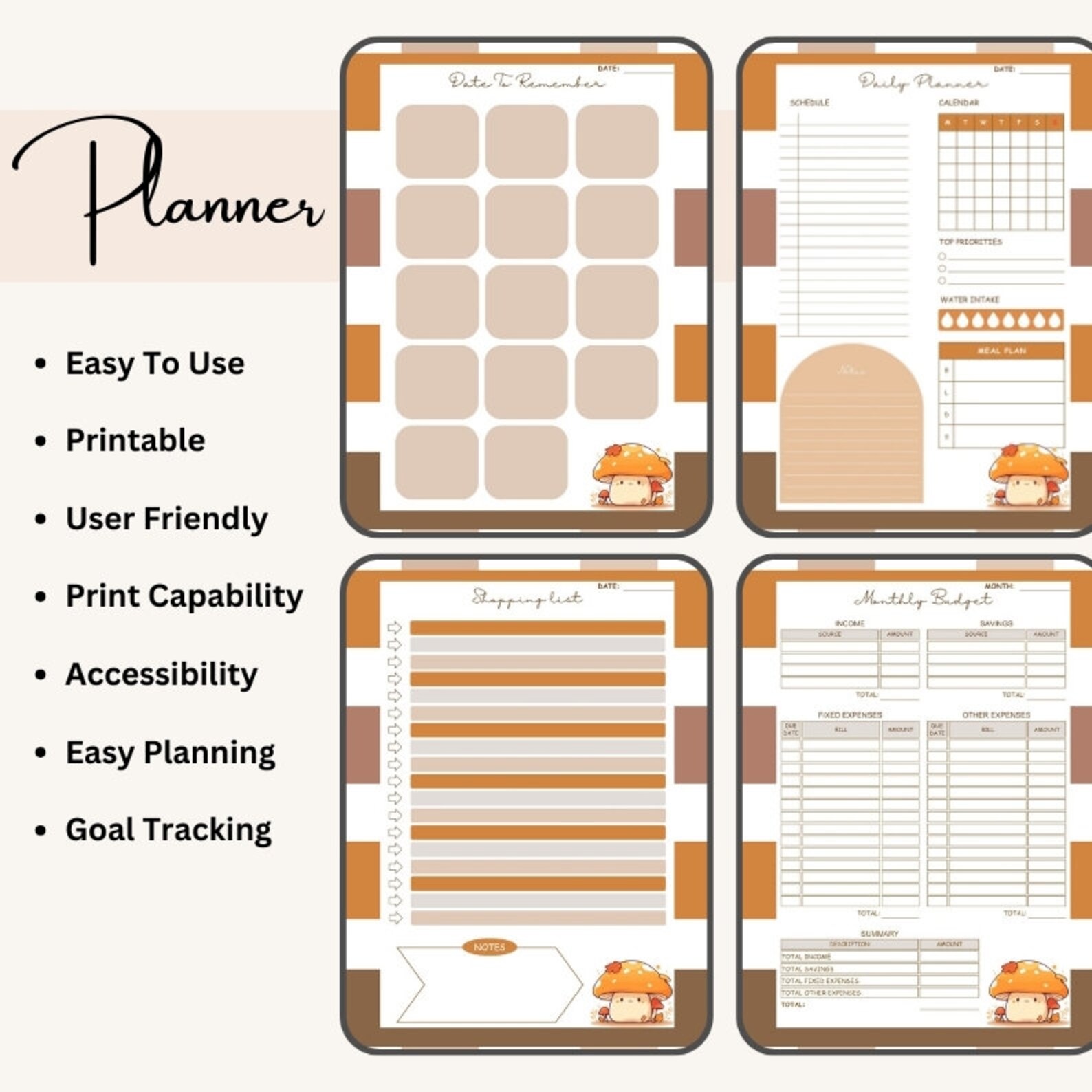2025 Planner, PDF Daily Planner, Finance Tracker Planner, Shopping ...