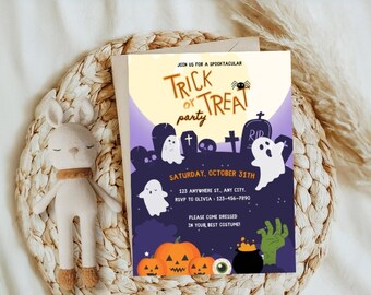 Editable Invitation, Trick or Treat Halloween Party Invitation ...