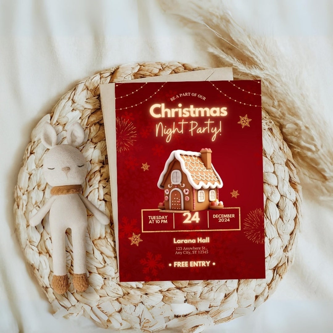 Holiday Party Canva Template, Christmas Party Invitation Template ...