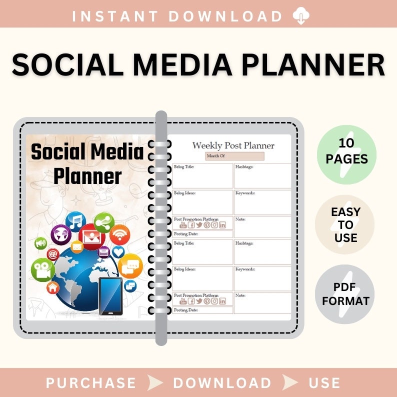 Social Media Management Planner, Small Business Social Media Planner ...