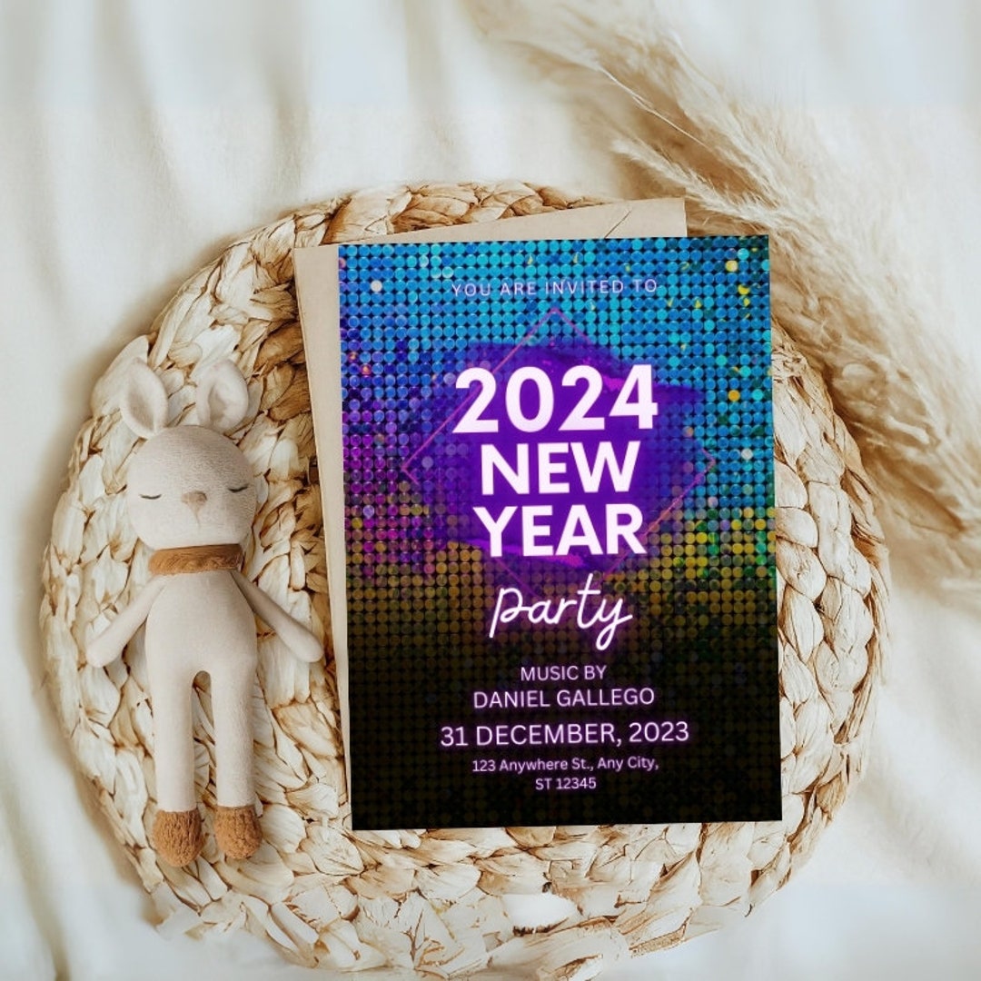 New Years Party Invite, New Years Canva Template, NYE Party Invitation ...