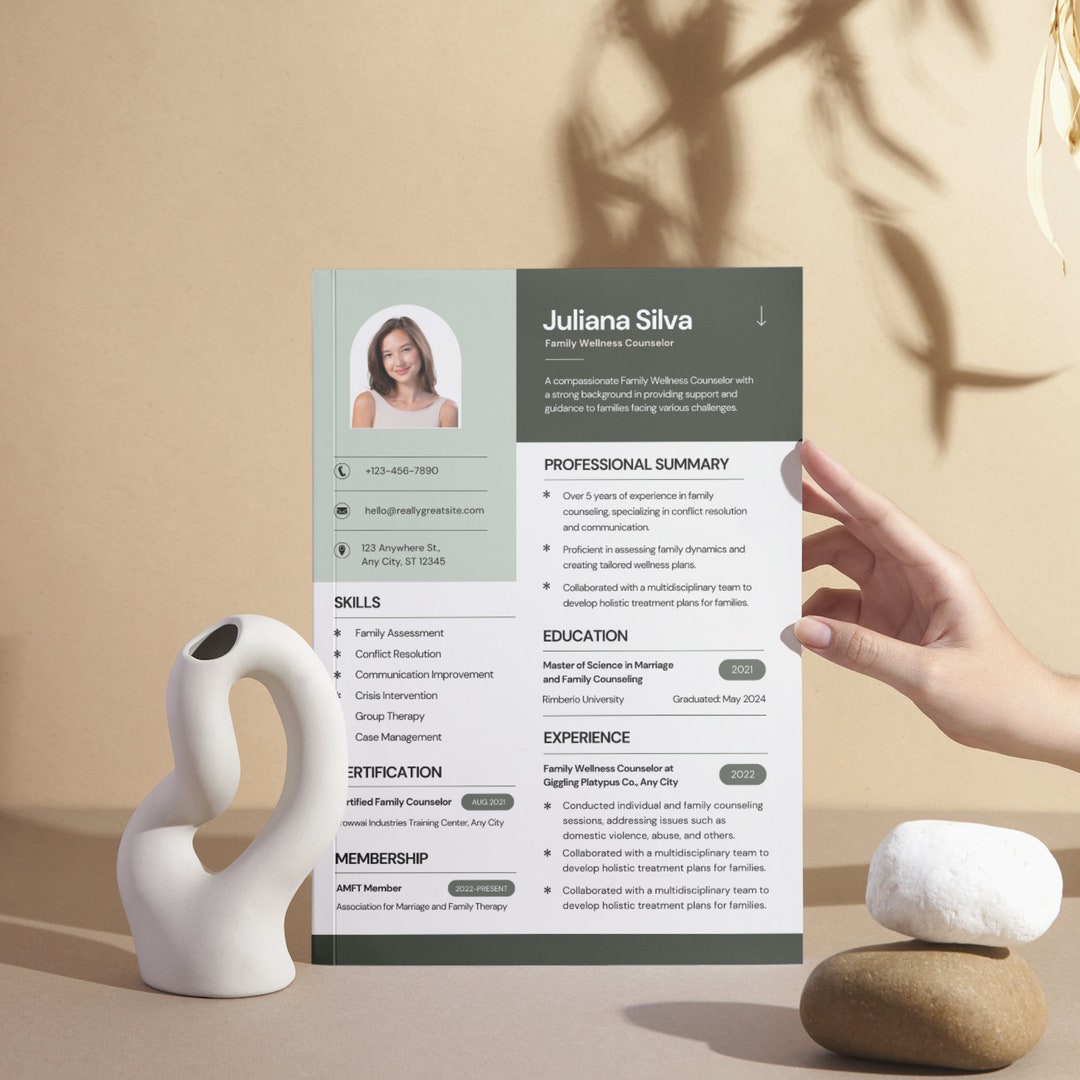 Modern Resume Template With Photo, Aesthetic Resume Template, Custom CV Template, One Page ...