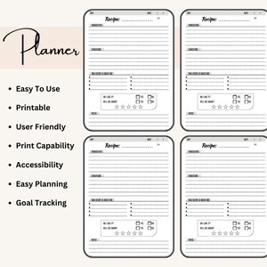 Recipe Planner Printable, Digital Meal Planner, Meal Prep Planner ...