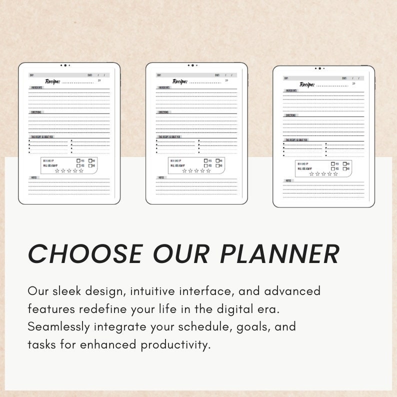 Recipe Planner Printable, Digital Meal Planner, Meal Prep Planner ...