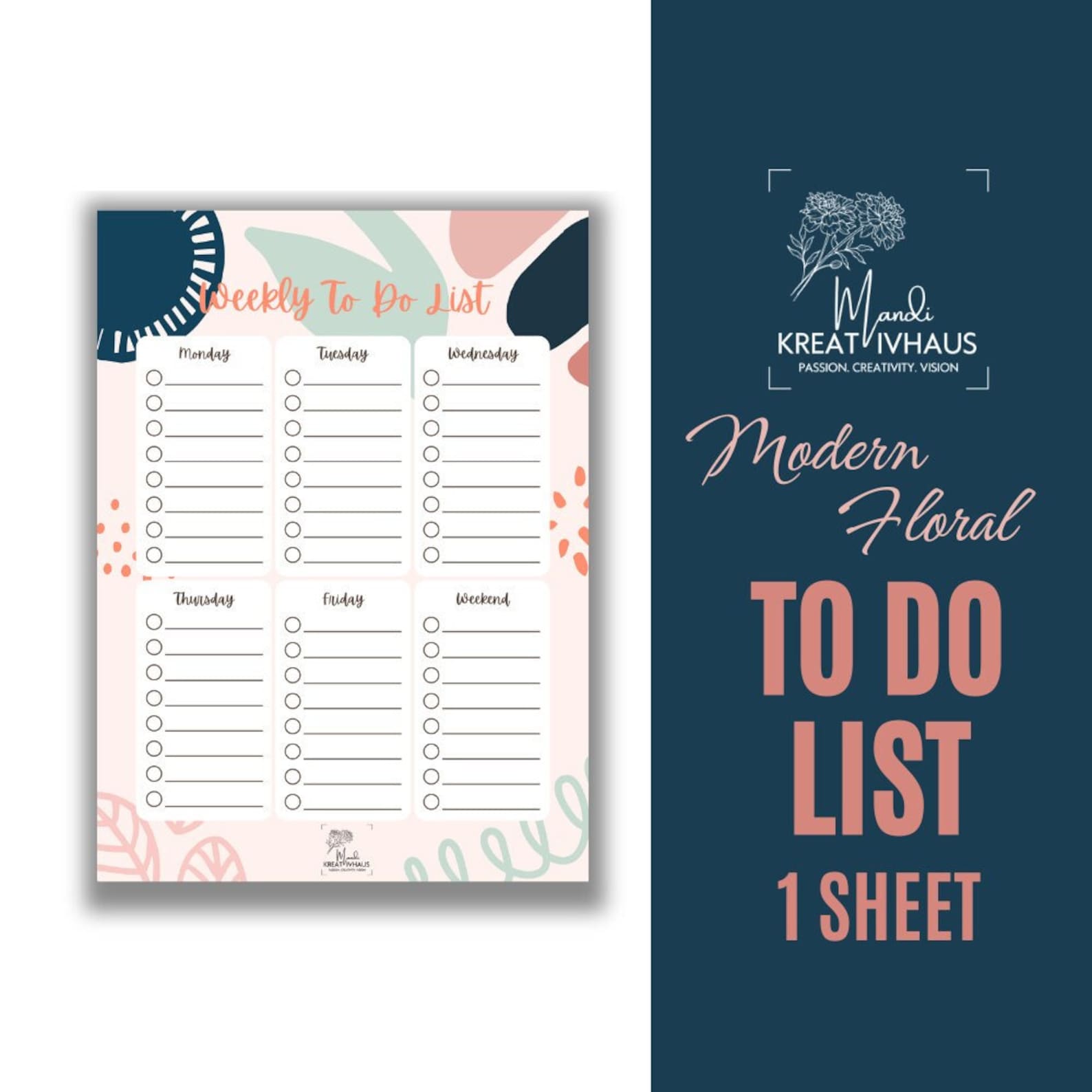 Printable to Do List | Weekly to Do List| Modern Floral | PDF | Planner ...