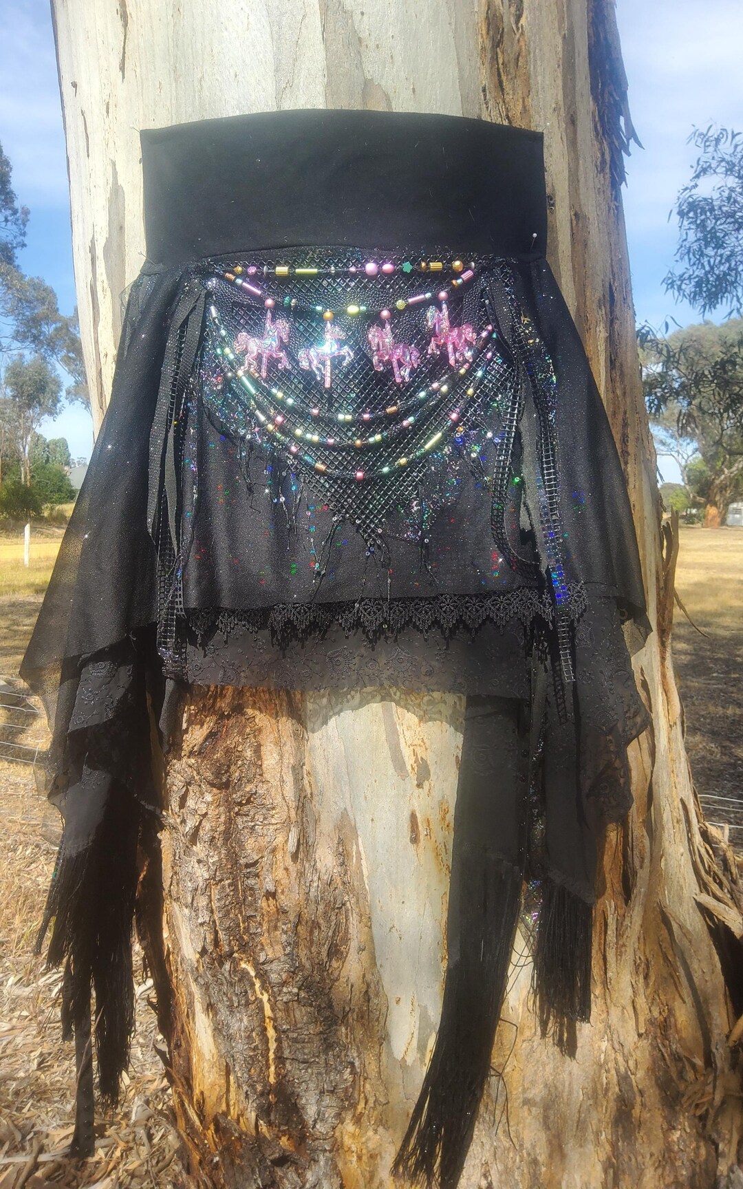 Pastel Goth Black Lotus Holo Candy Shimmer Carousel Festival Skirt - Etsy