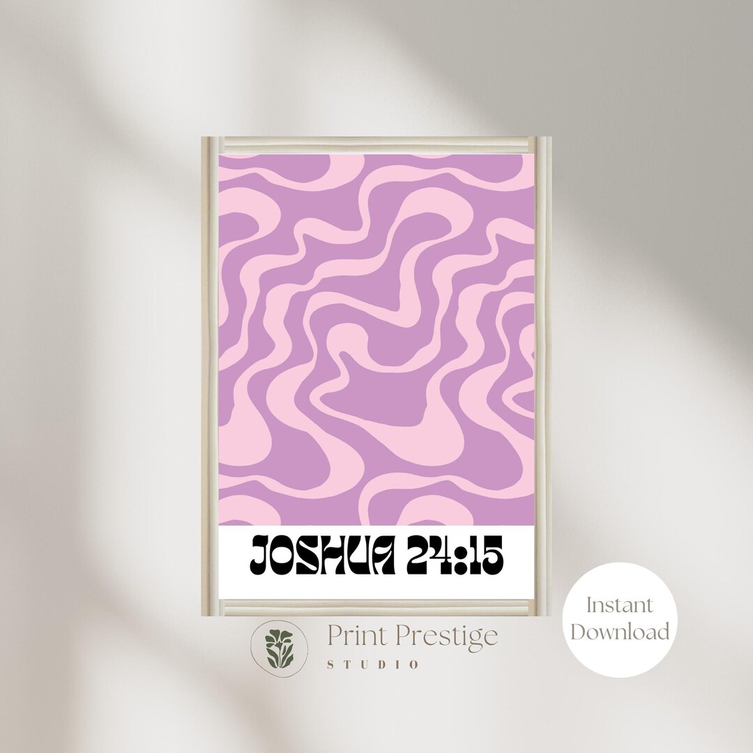 Retro-inspired Bible Verse Decor, Joshua 24:15 Christian Wall Art Print ...