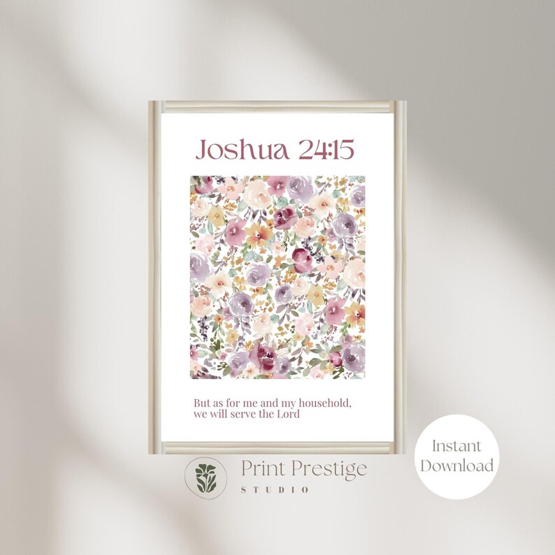Joshua 24:15 Christian Digital Wall Art,"as for Me and My House ...