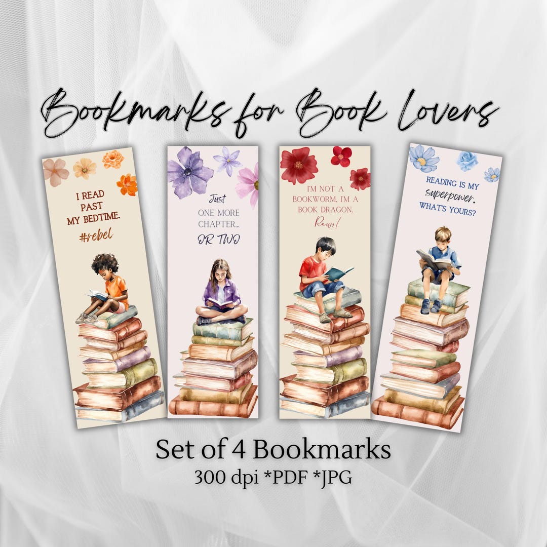 Stacked Books Kids Printable Bookmarks for Book Lovers, Reading is My ...